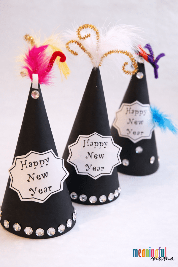 New Year's Eve DIY Party Hats with Free Printable
