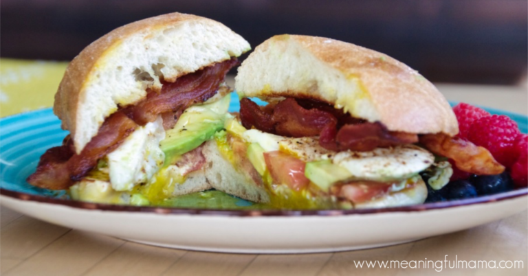 Spicy Bacon Avocado and Tomato Breakfast Sandwich