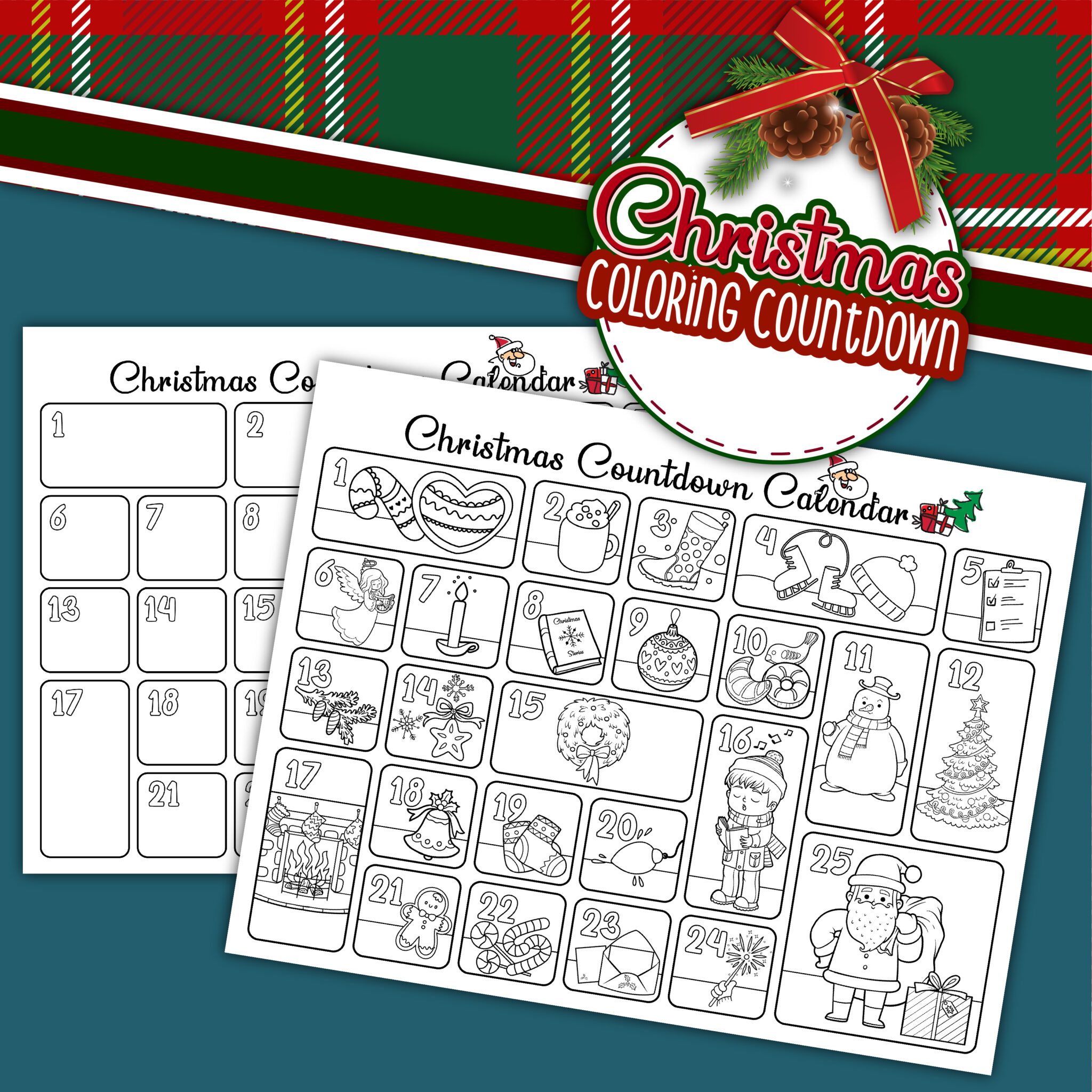 Christmas Countdown Coloring Calendar