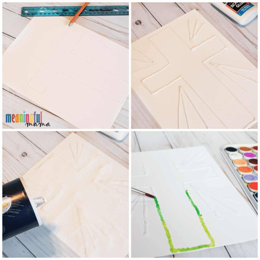 Salt Painting Easter Cross Craft