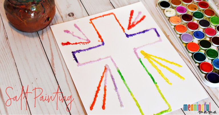 Salt Painting Easter Cross Craft