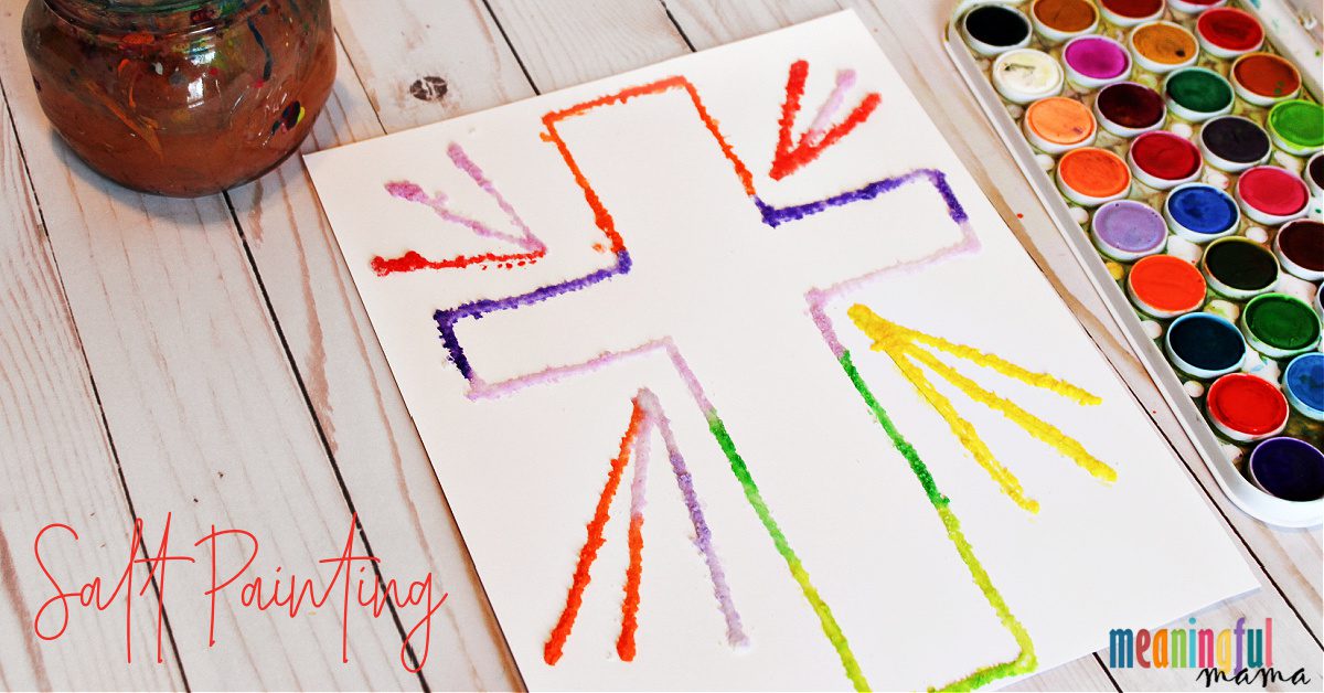 Salt Painting Easter Cross Craft