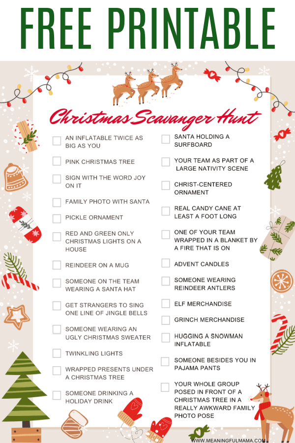 Free Christmas Photo Scavenger Printable